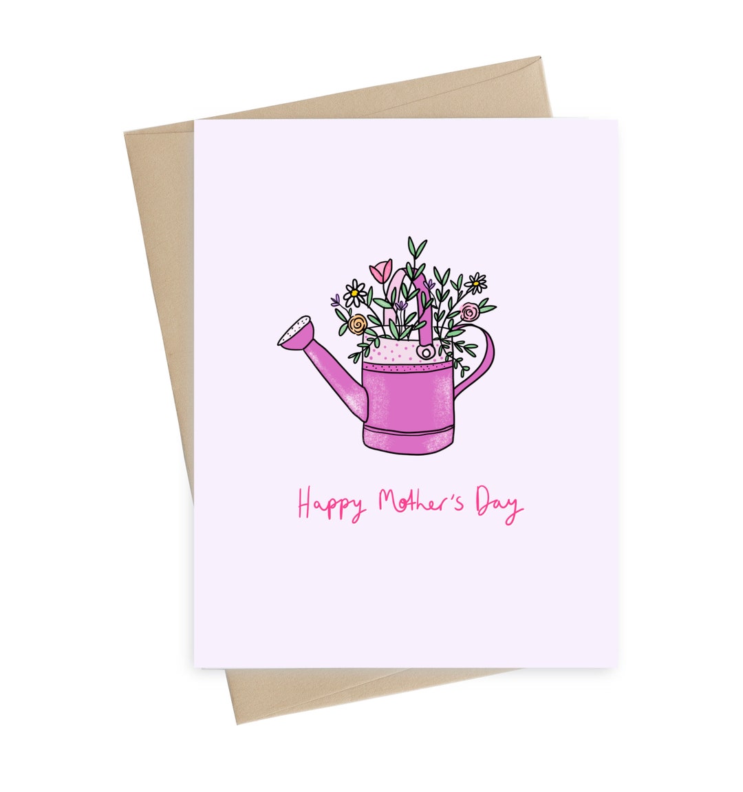 Mothers Day Card// Watering Can Mom // Pretty Mothers Day Card - Etsy