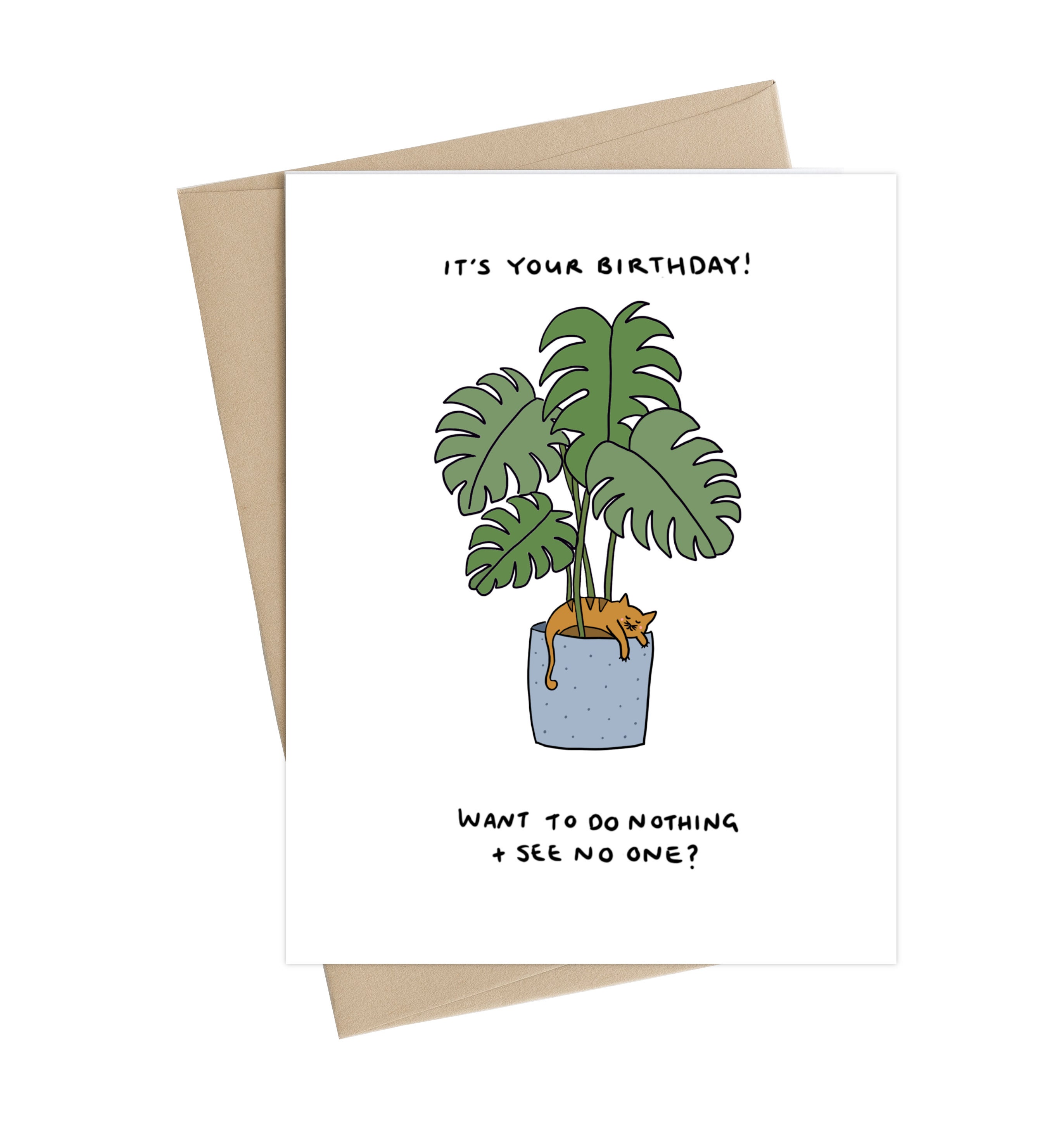 Introvert Birthday Card // Cat Birthday Card - Etsy