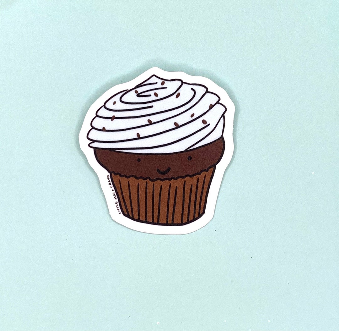 Chocolate Cupcake Vinyl Sticker // Cute Sticker // Cupcake Sticker - Etsy
