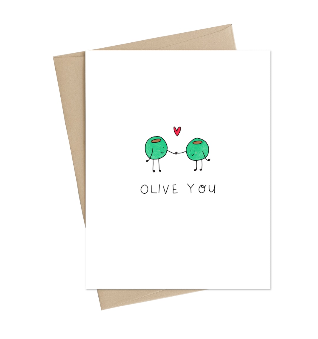 Valentines Card // Olive You Valentines Card - Etsy