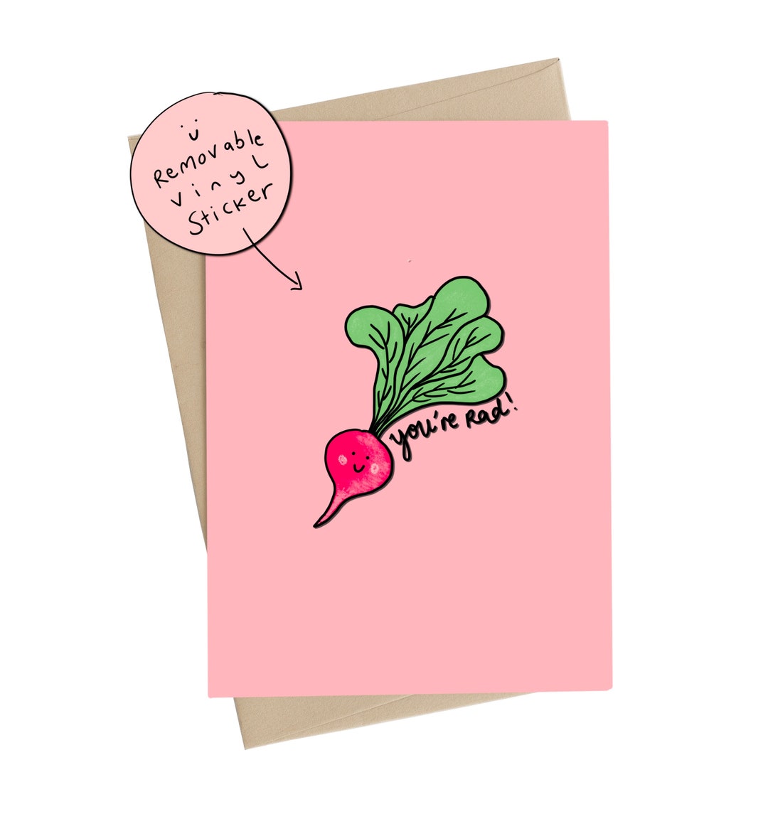 You're Rad // Vinyl Sticker Greeting Card // Pun Card - Etsy