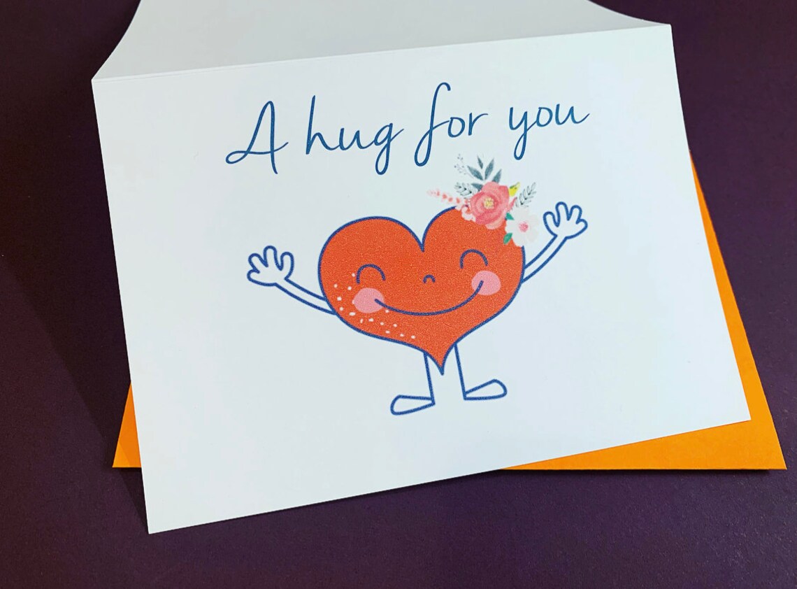 Hug Cards Set with Envelopes Cute Hug Notecards Sending Hugs | Etsy