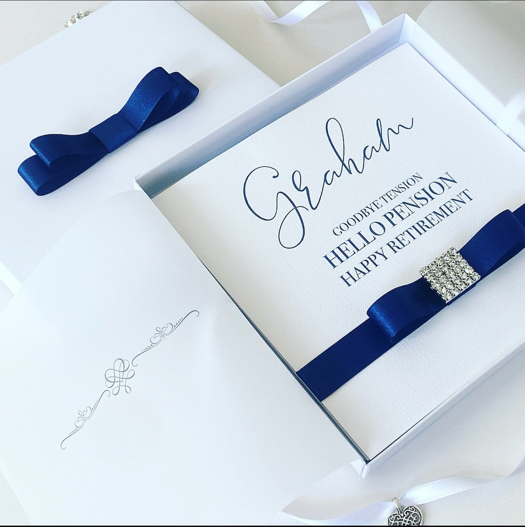 Luxury Retirement Card, Personalised and Boxed Keepsake Retirement Gift ...