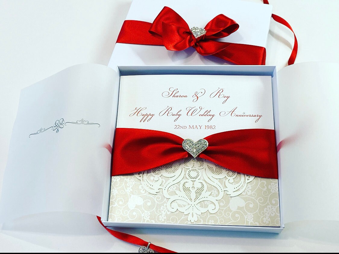 Ruby Wedding Anniversary Card Personalised and Gift Boxed | Etsy UK