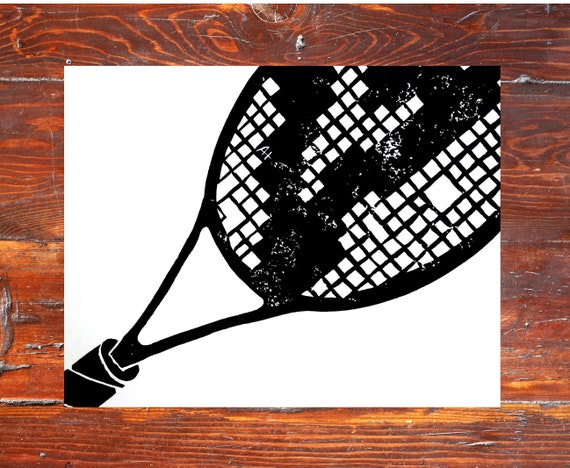 Tennis Racket Art Print Hand-carved & Printed 11 X 14 | Etsy