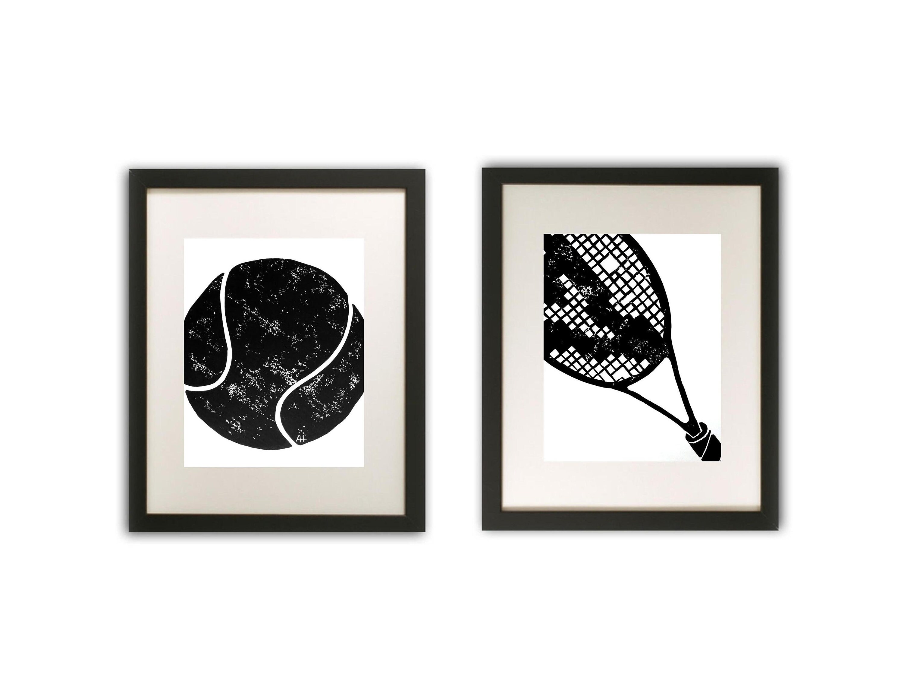Tennis Racket Art Print Hand-carved & Printed 11 X 14 - Etsy