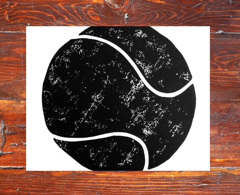 Tennis Ball Art Print hand-carved & printed 11 x 14 | Etsy