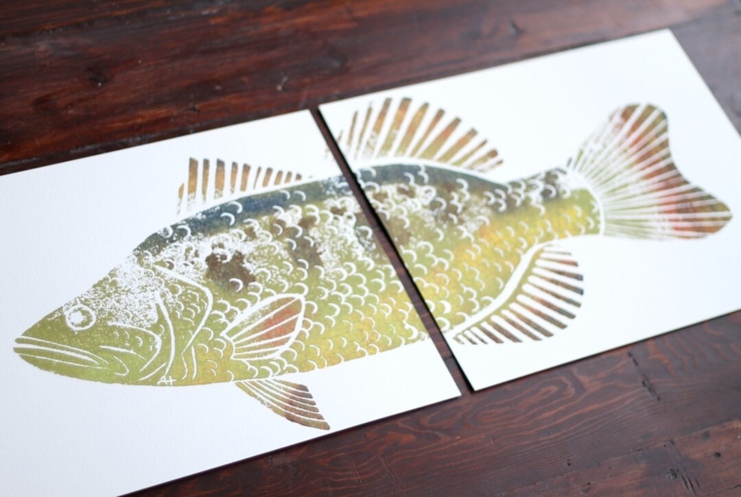 Colored LARGEMOUTH BASS Hand-printed (two 11 X 14 Inch Prints) - Etsy