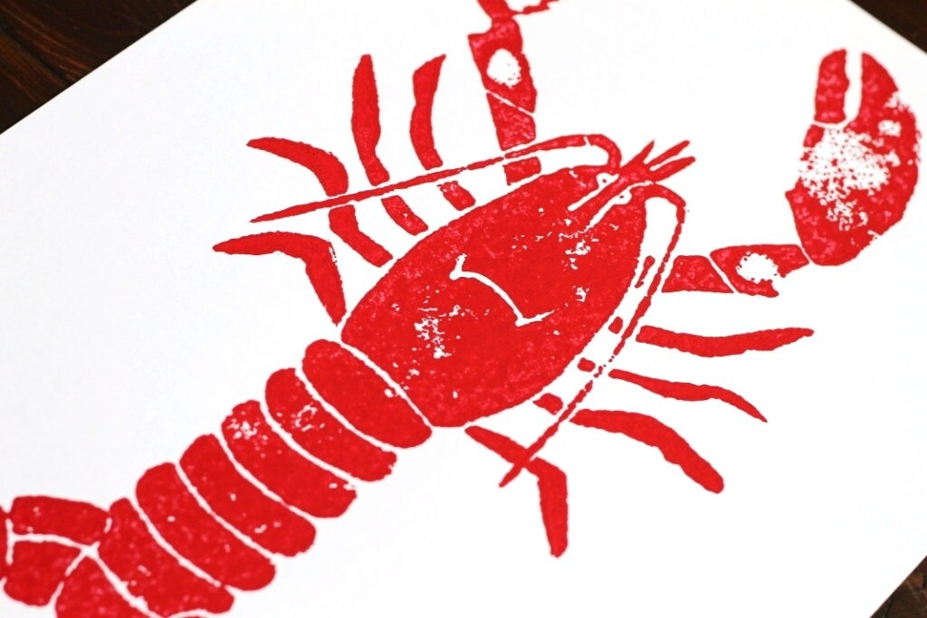 Lobster Print Kitchen Art Hand-carved & Printed Lobster 11 - Etsy
