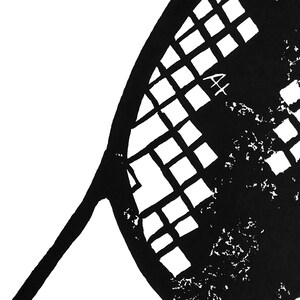 Tennis Racket Art Print - Hand-carved & Printed (11 X 14 Inches) Black ...