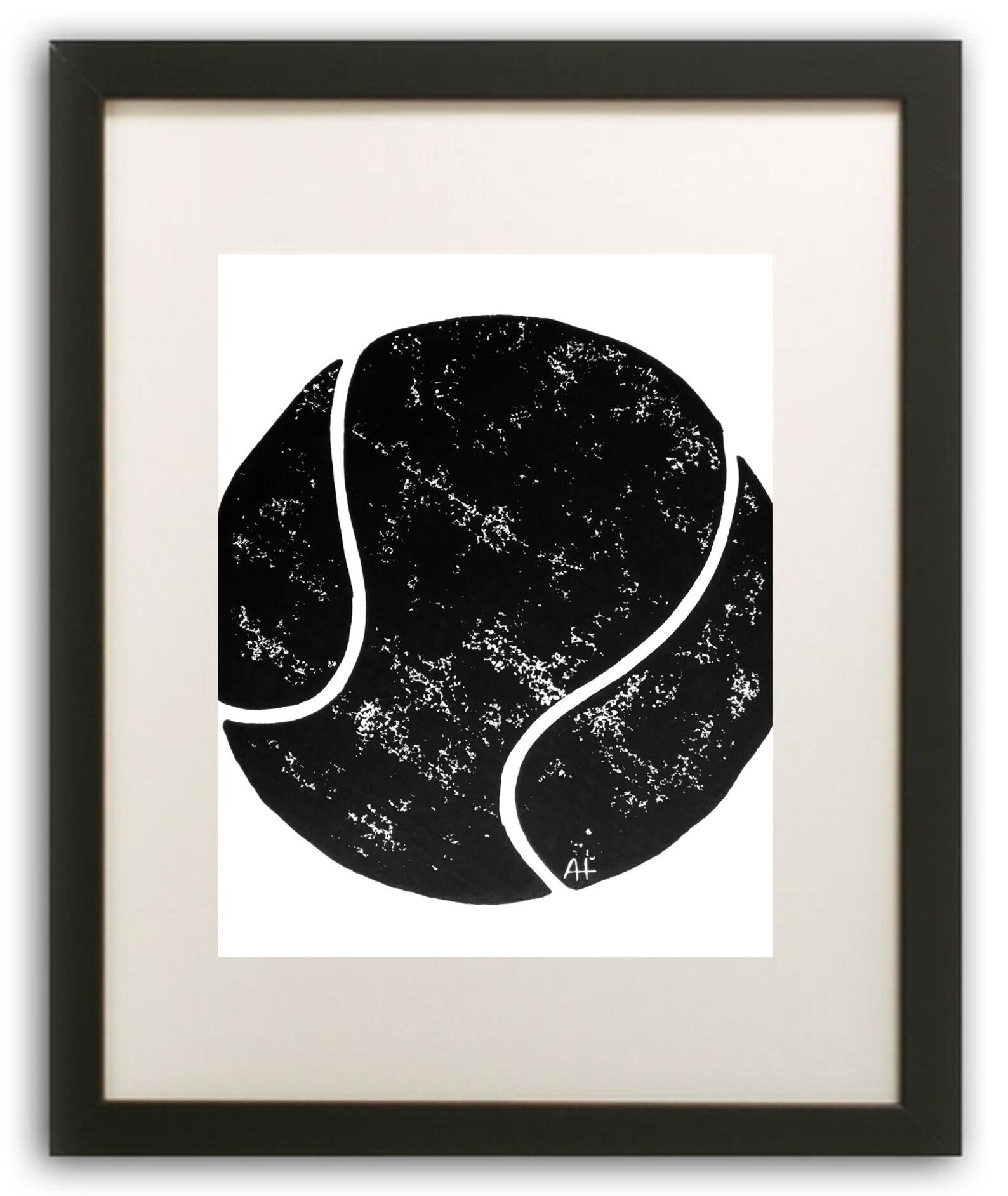 Tennis Ball Art Print hand-carved & printed 11 x 14 | Etsy