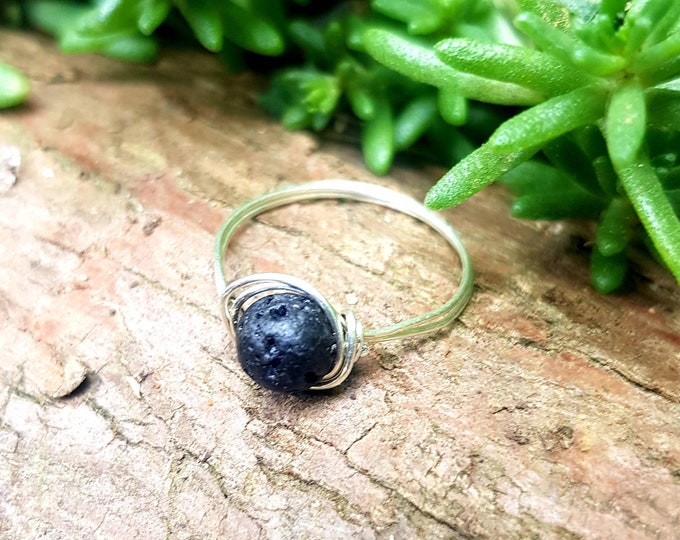 Lava Stone Ring, Sterling Silver Handcrafted Ring, Essential Oil Diffuser Ring - Etsy Israel