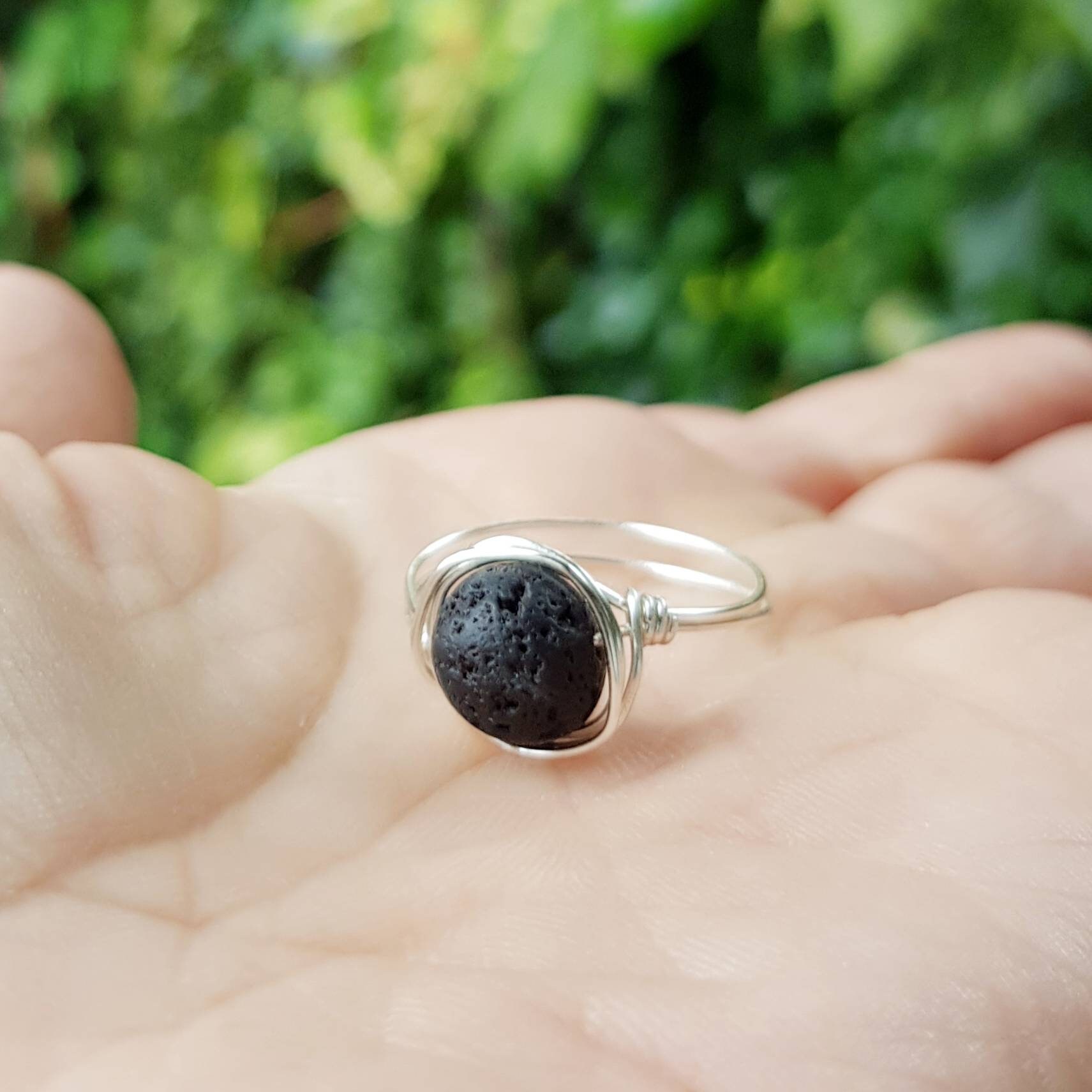 Lava Rock Ring 925 Sterling Silver Essential Oil Ring - Etsy UK