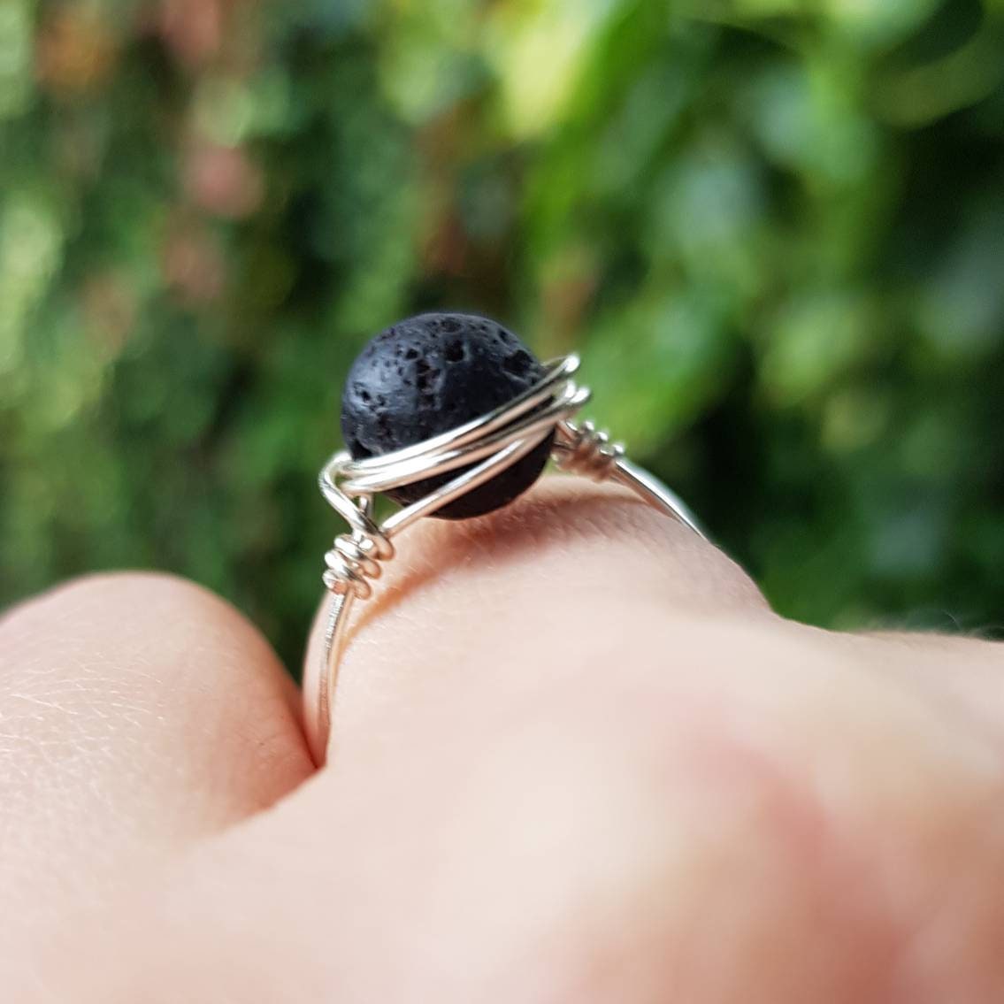 Lava Rock Ring 925 Sterling Silver Essential Oil Ring - Etsy UK