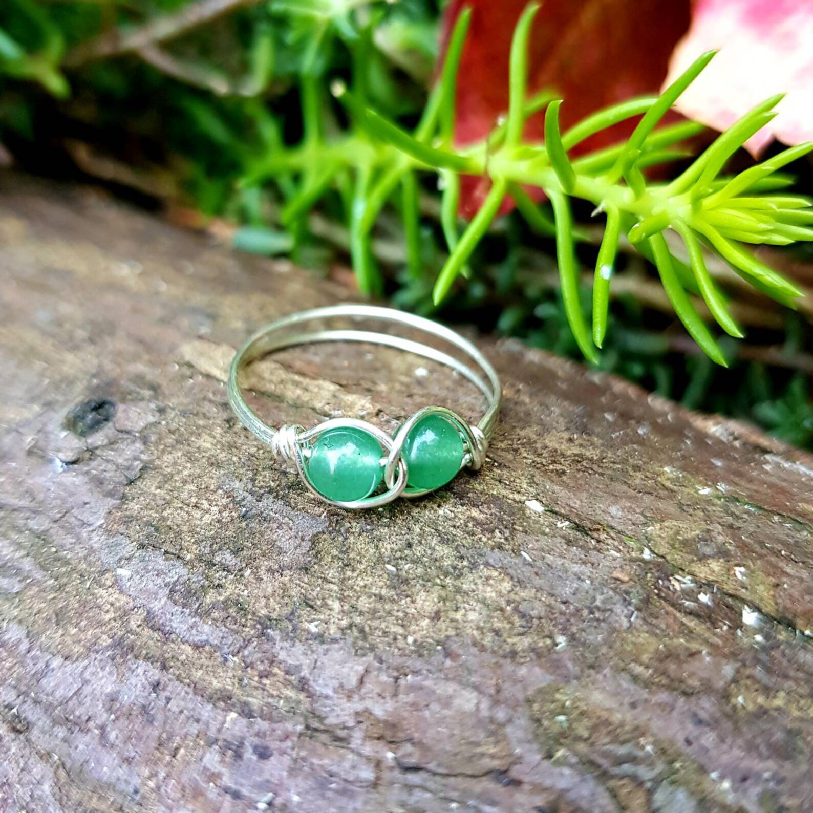 Green Aventurine ring 925 Sterling silver Crystal Ring | Etsy