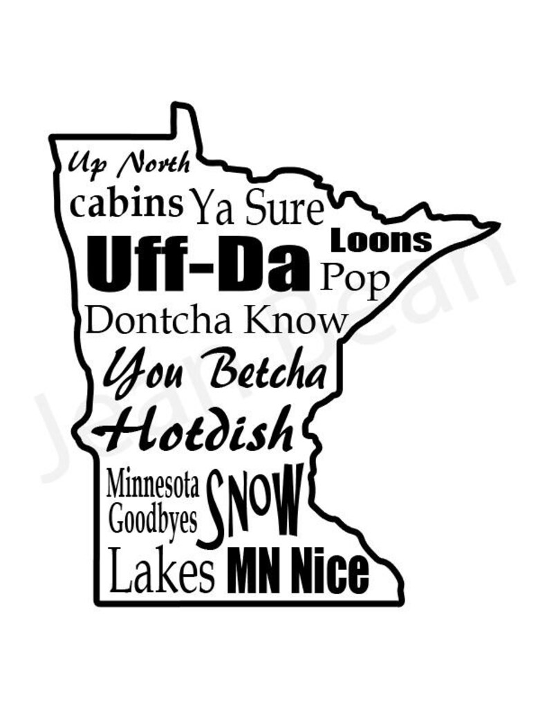 Minnesota Words - Minnesota Things - Instant Download - Black and White ...