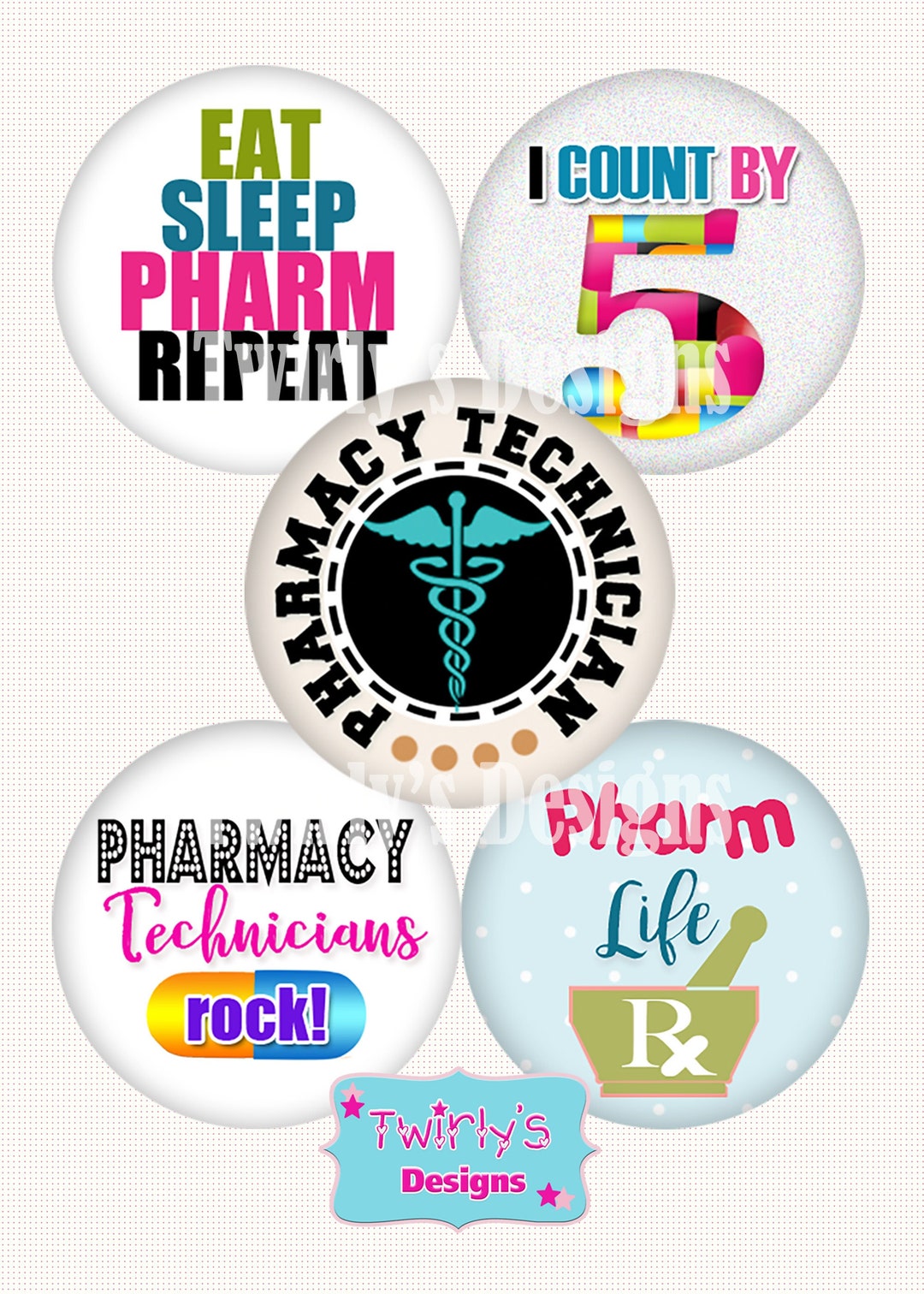 INSTANT DOWNLOAD 1" Pharmacy Technician Bottle Cap Images 4 X 6 Digital ...