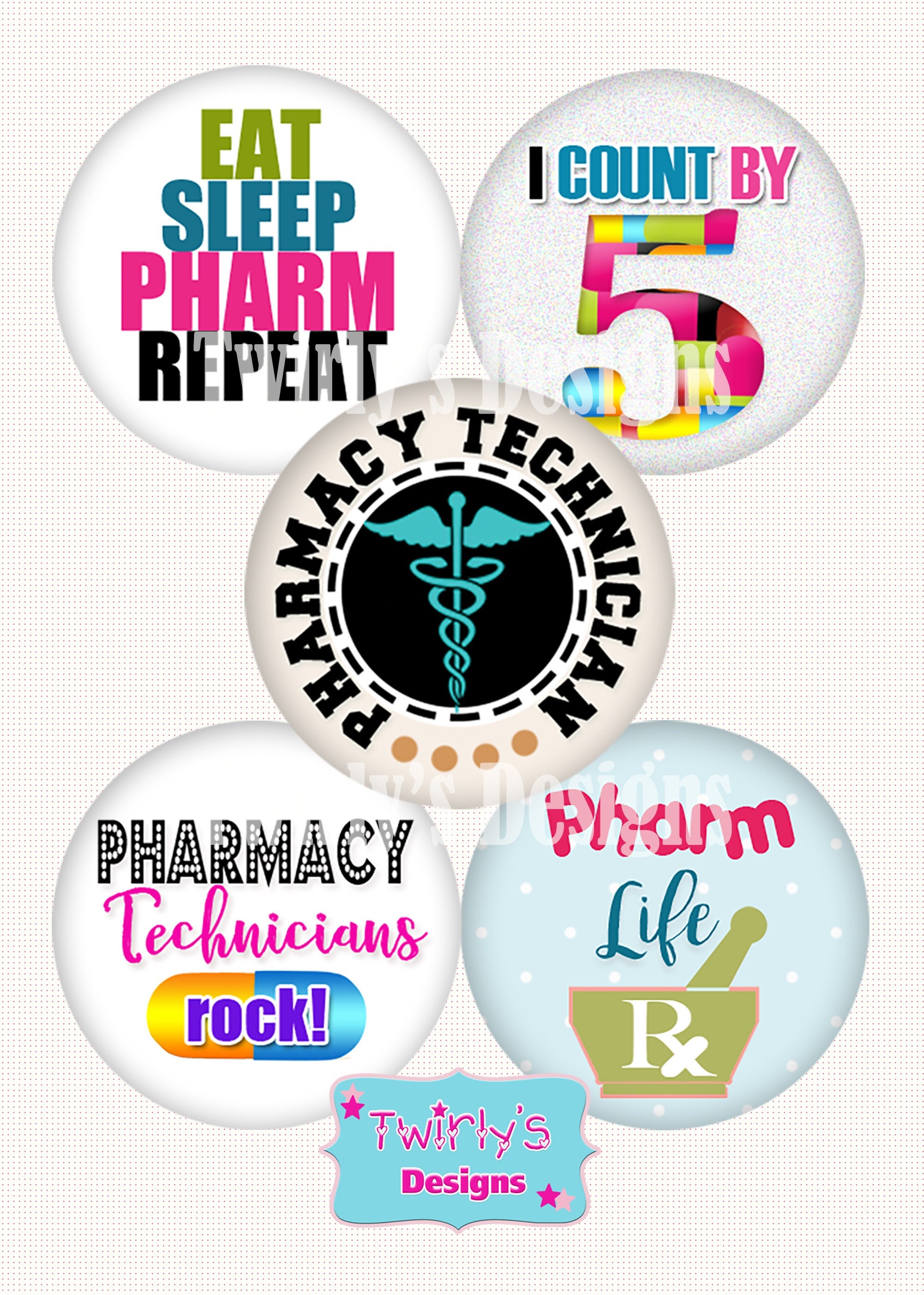 INSTANT DOWNLOAD 1" Pharmacy Technician Bottle Cap Images 4 X 6 Digital ...