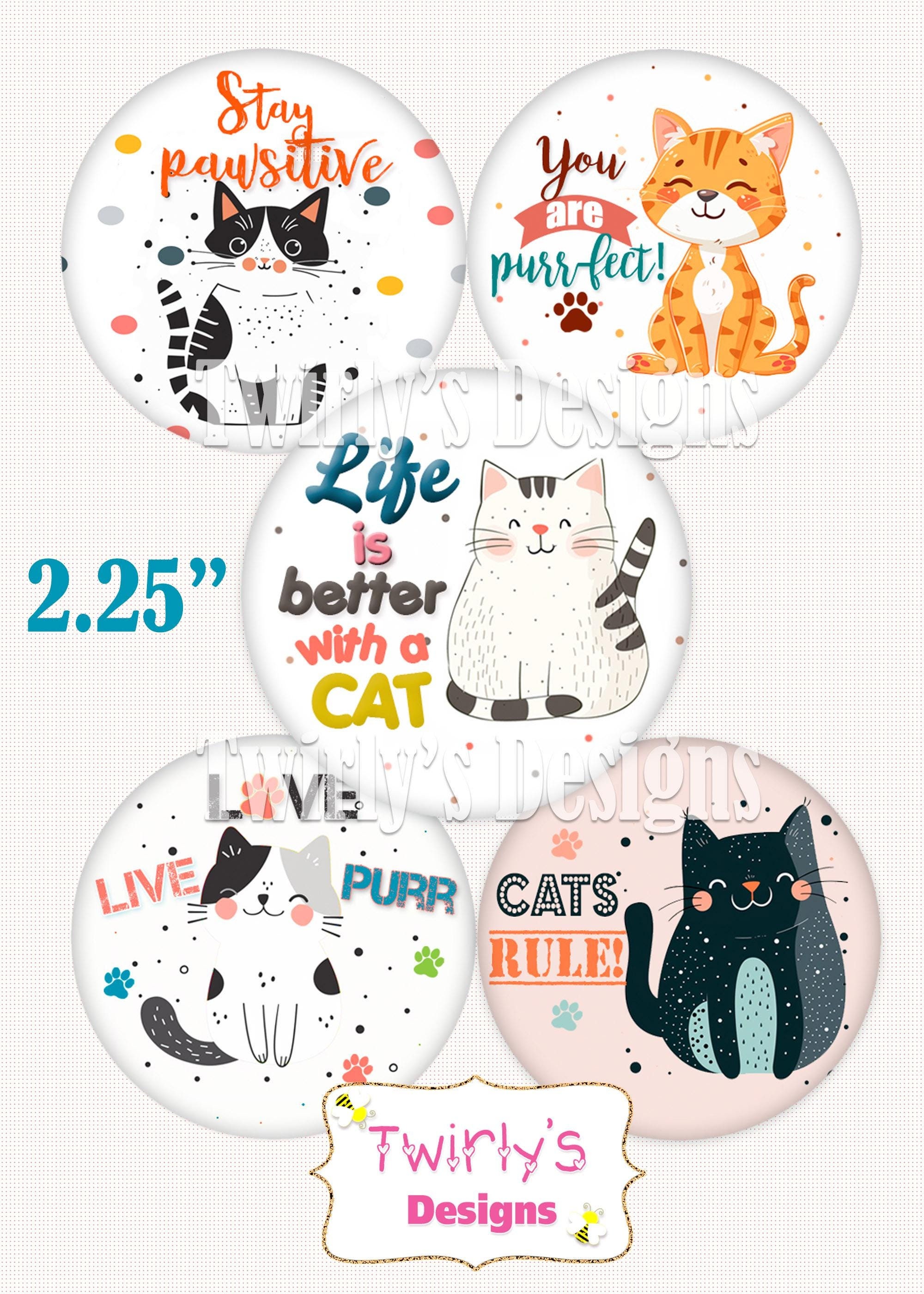 2.25" INSTANT DOWNLOAD Cat Set Button Images for Pin Back Mirror ...