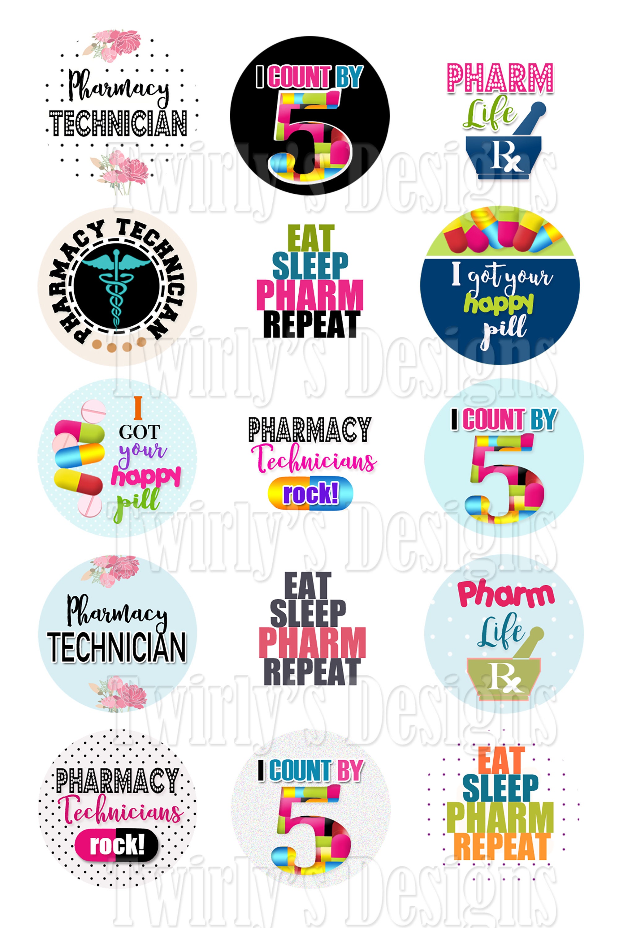 INSTANT DOWNLOAD 1" Pharmacy Technician Bottle Cap Images 4 X 6 Digital ...