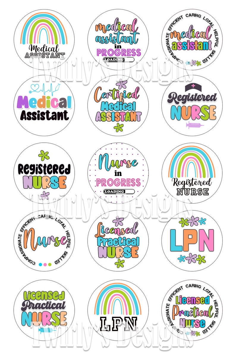 Instant Download 1 Nurse Medical Assistant LPN Health Care Bottle Cap ...