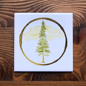 Pine Tree Coaster, Coaster, Outdoorsy Gift, Outdoorsy Art, Camping Art ...