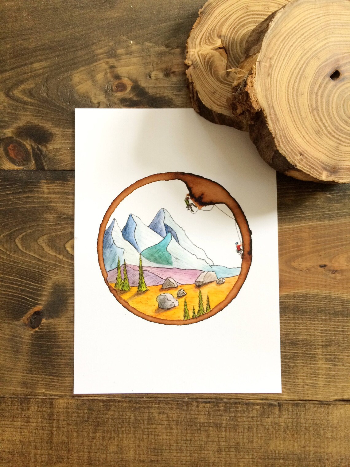 Climb On Climbing Art Mountain Art Watercolor Art Wall | Etsy