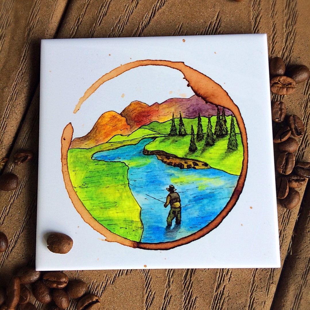 Tile Coaster, Fly Fishing Gifts, Fly Fishing Art, Fly Fishing Decor ...