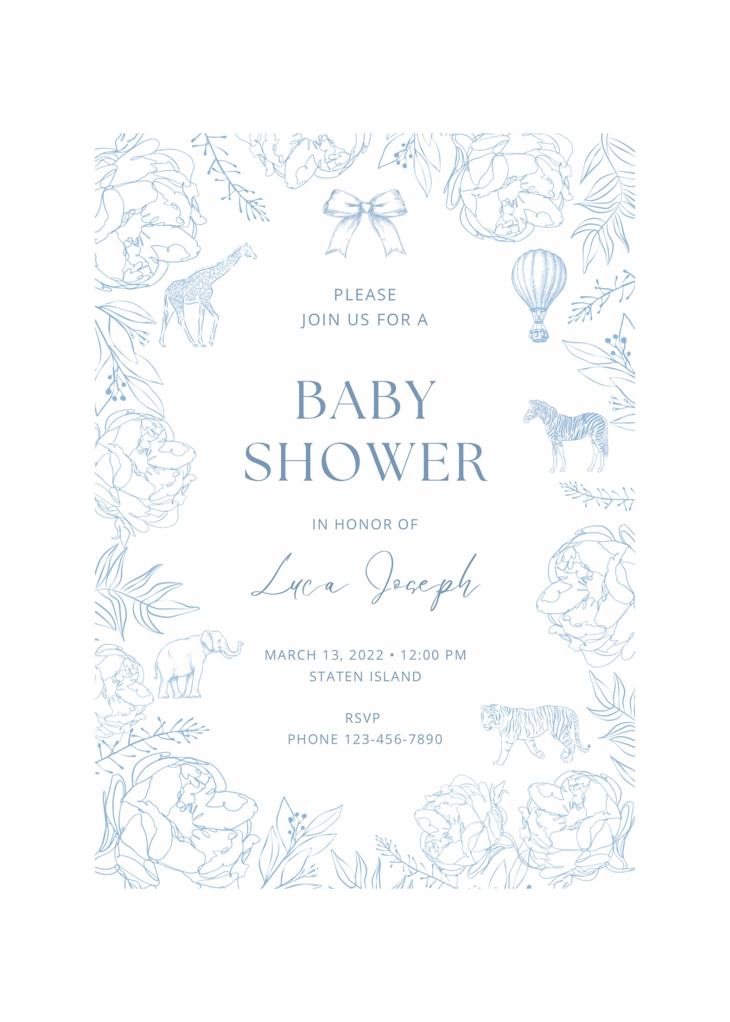 Blue Dior Baby Shower Digital Download Canva Invitation Template - Etsy