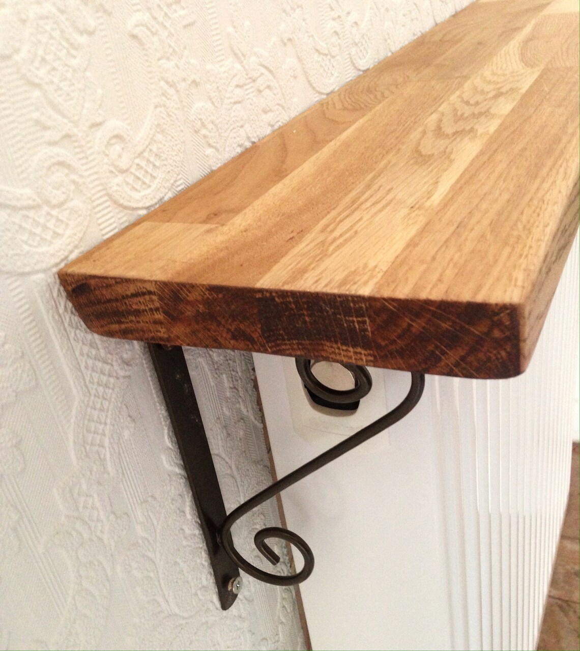 16cm Solid Oak Wooden Radiator Shelf with Antique Metal | Etsy