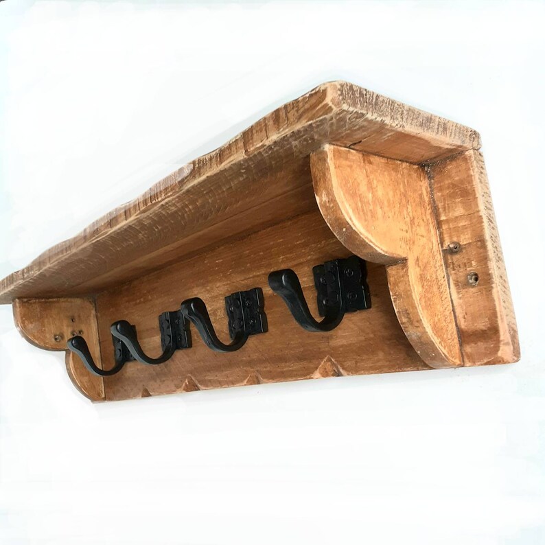Rustic Tudor Coat Rack and Shelf Reclaimed Wood With Coat - Etsy