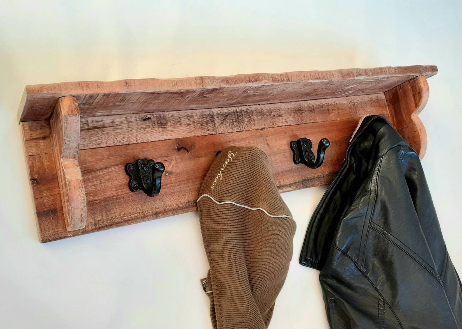 Rustic Tudor Coat Rack and Shelf Reclaimed Wood With Coat - Etsy