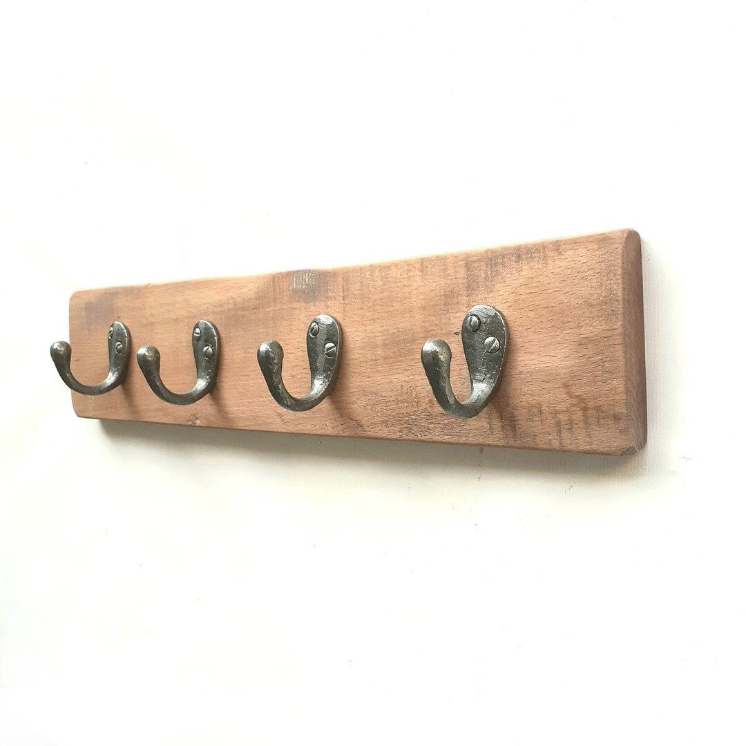 Rustic Coat Rack Recycled Wood With Metal Hooks - Etsy