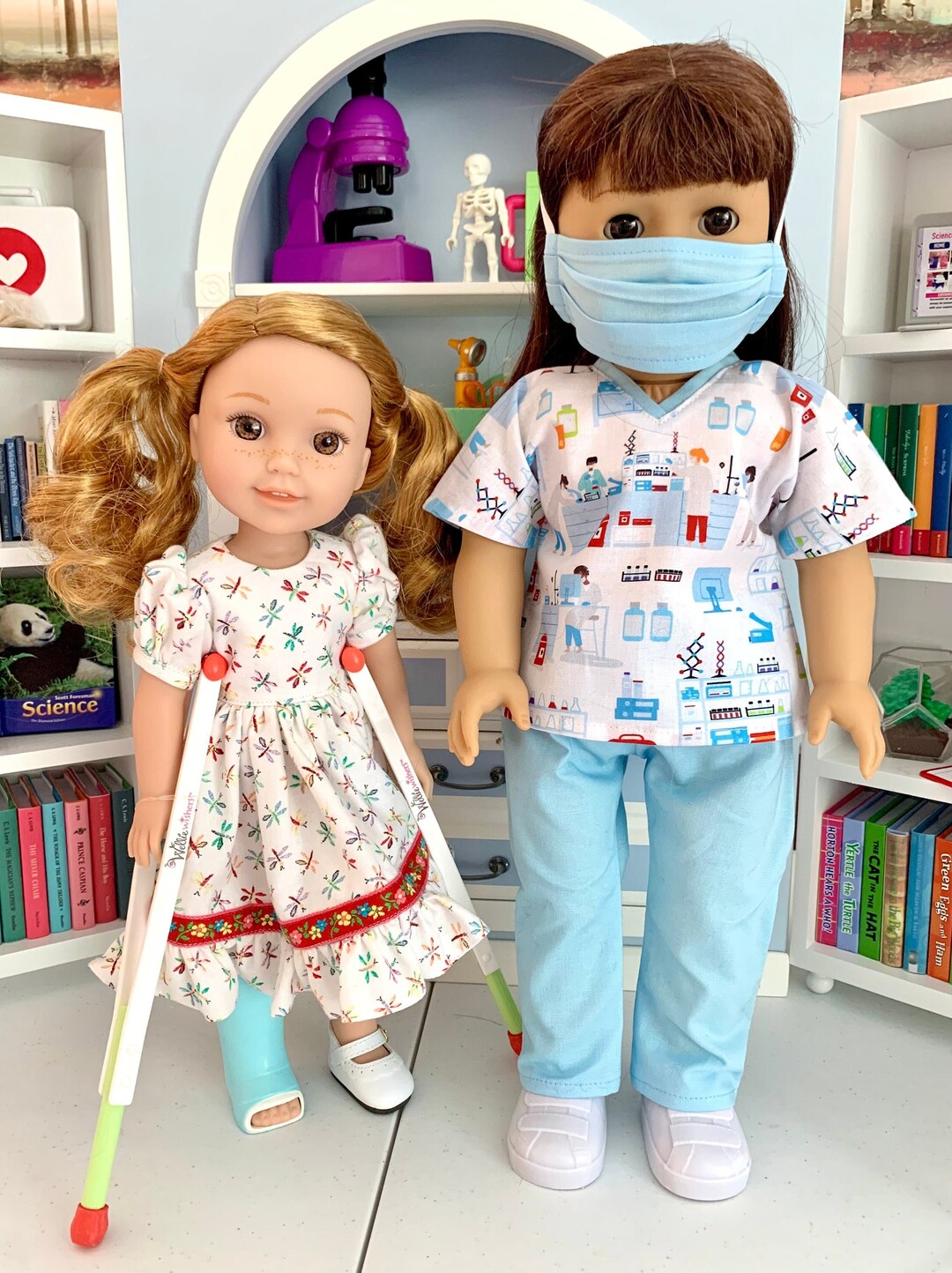 Pharmacy or Lab-themed Scrubs Set W. Syringe for American Girl Dolls ...