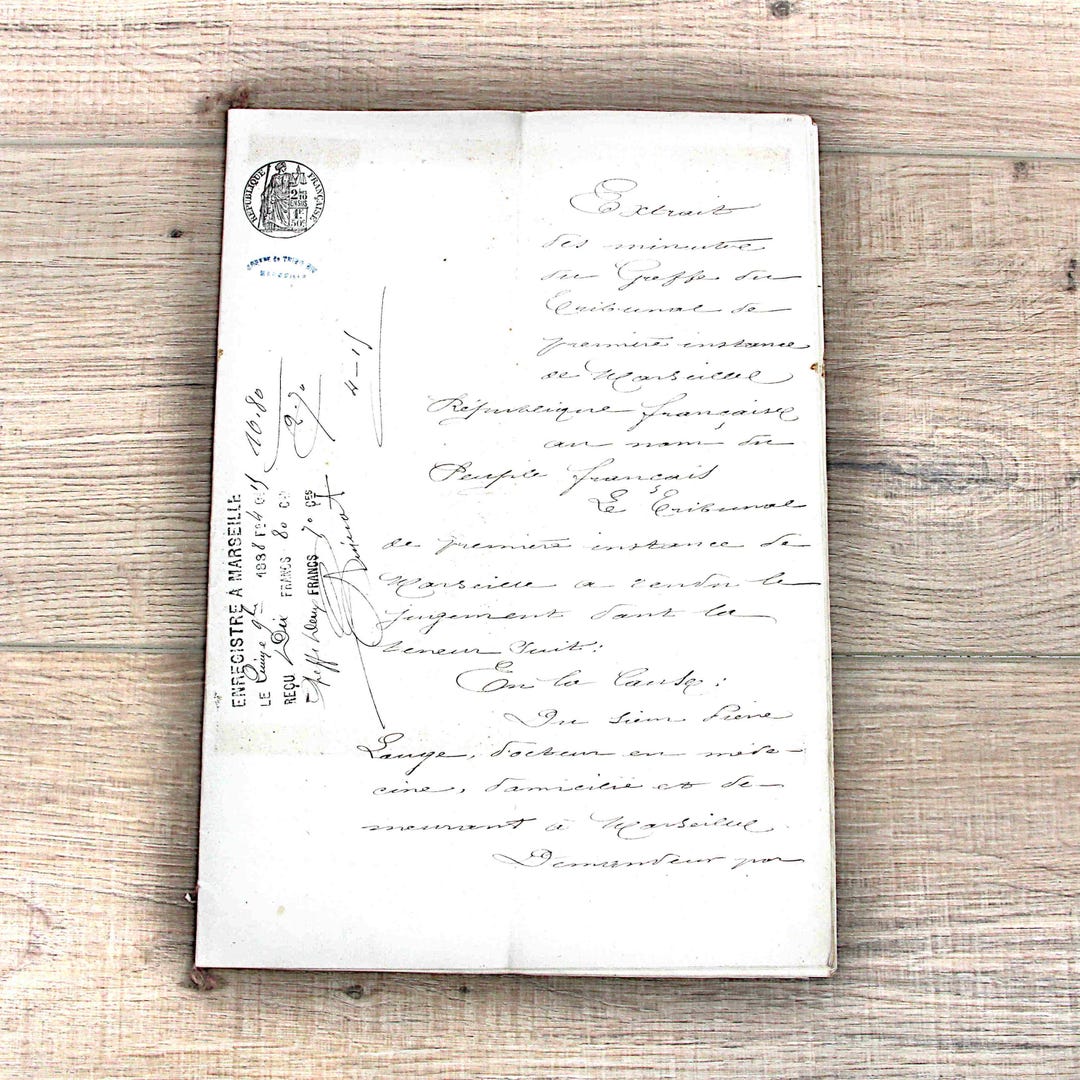 1800s Antique French Notarial Deed, Solicitor Contract (1888), 18 Pages ...