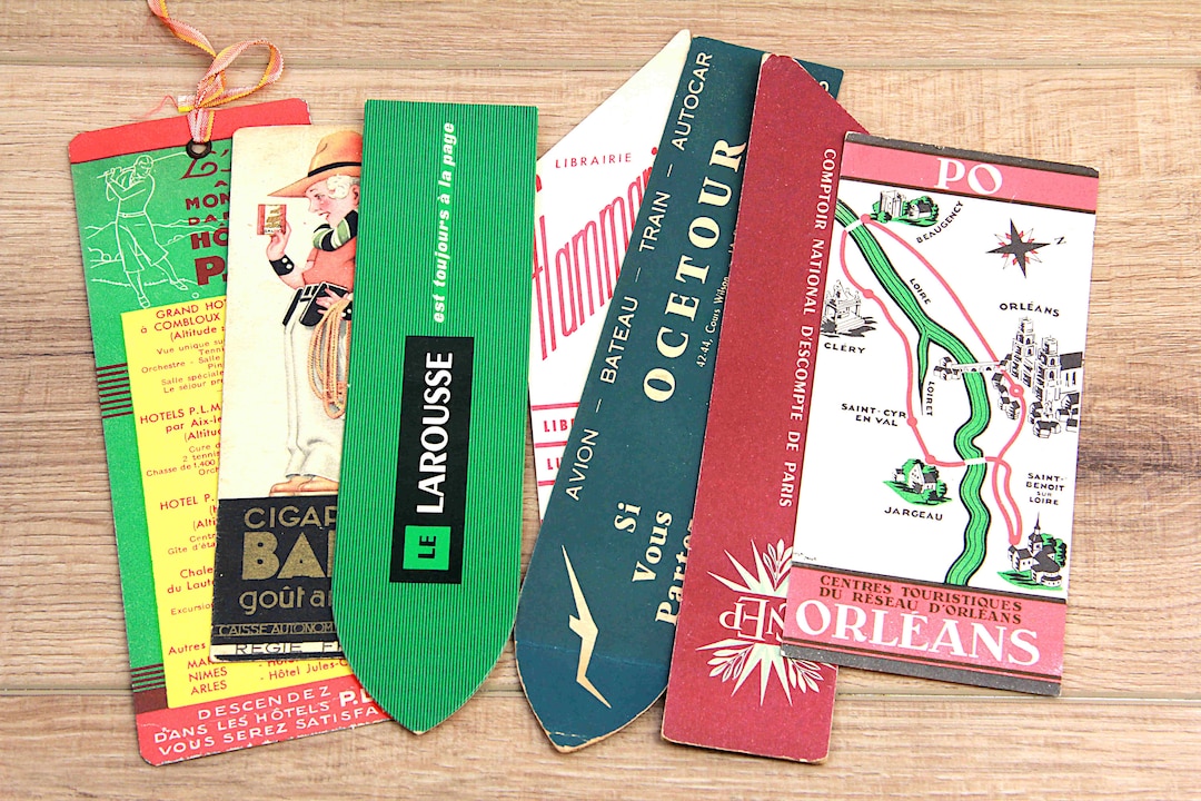 1950s Vintage Bookmarks, Set of 7 French Advertising Retro, Mid Century ...