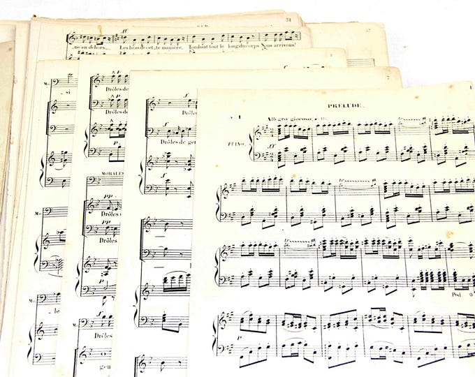 20x Antique French Music Sheets (ca. 1890s), France, Scrapbooking ...