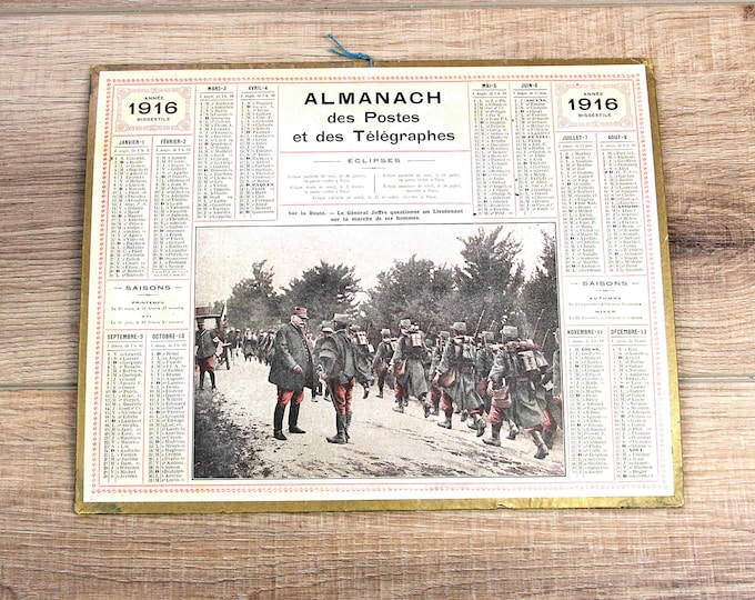 WW1 Antique French 1910s Almanac, Post Office Calendar, Year 1916 on ...