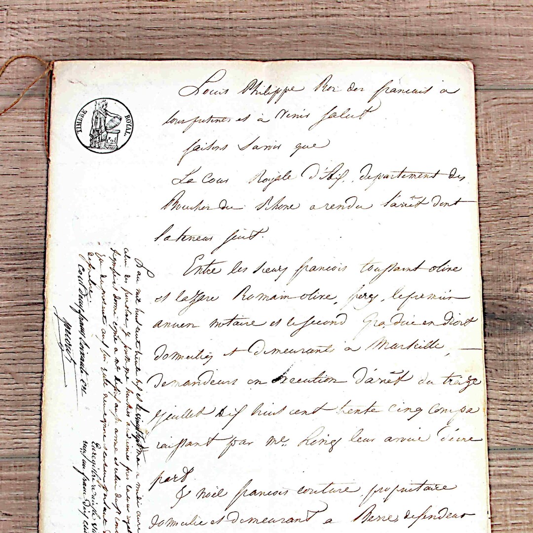 1800s Antique French Notarial Deed, Solicitor Contract (1836), 12 Pages ...