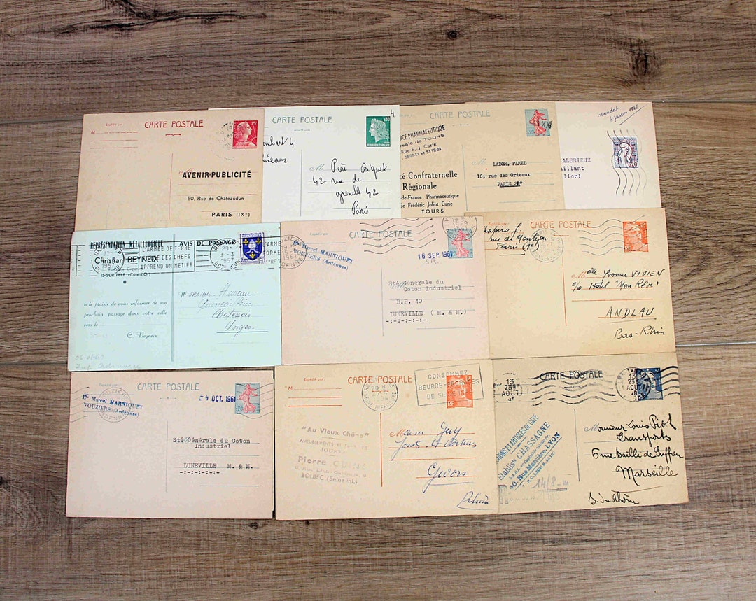 Vintage Set of 10 French Postcards 1940 1950s, Commercial ...