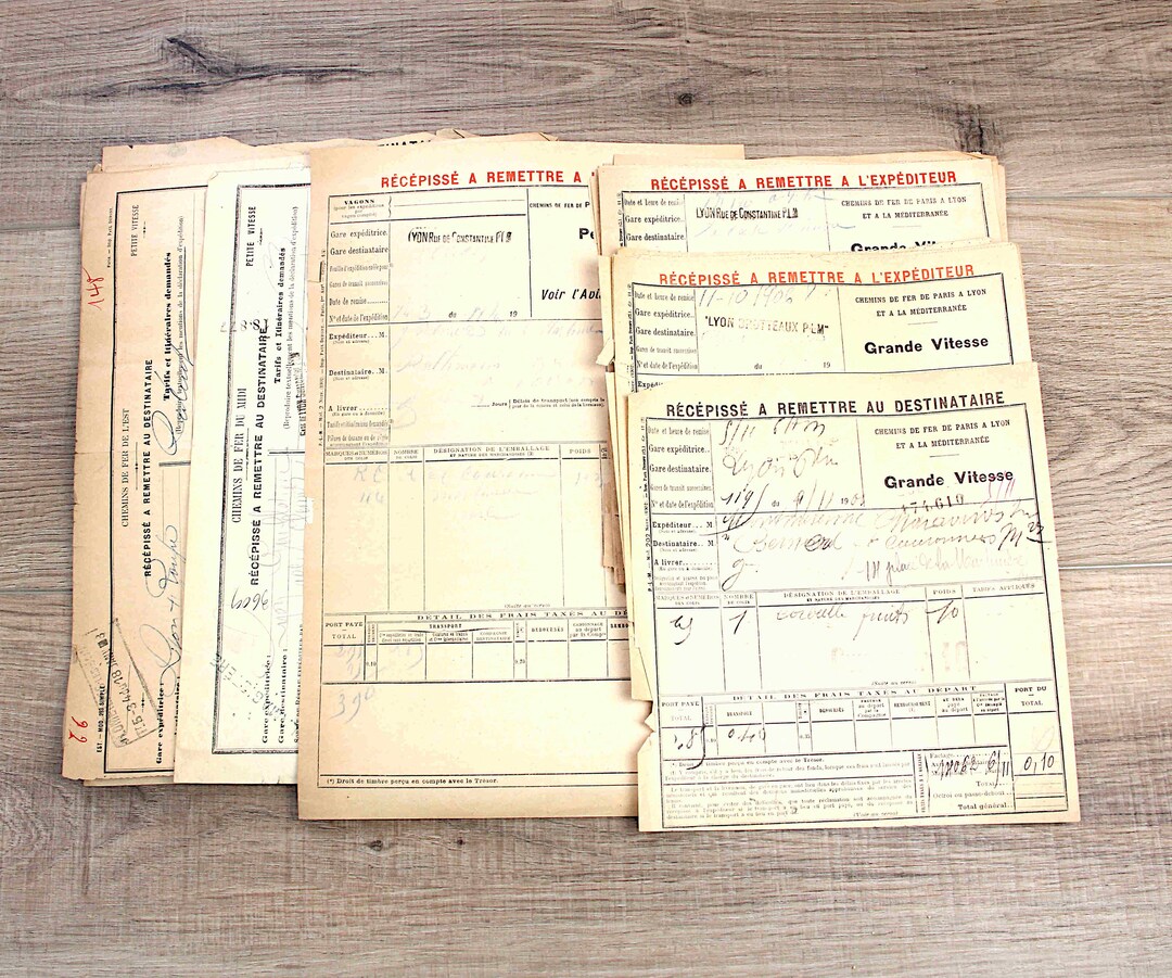 1900s Antique French Bundles of 25 Railway Delivery Notes, Sets of ...