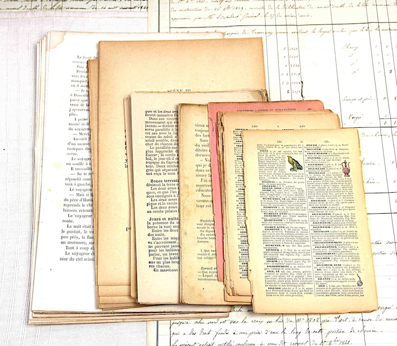 Antique French Book Pages - 1800s-1920s Ephemera for Scrapbooking - Etsy