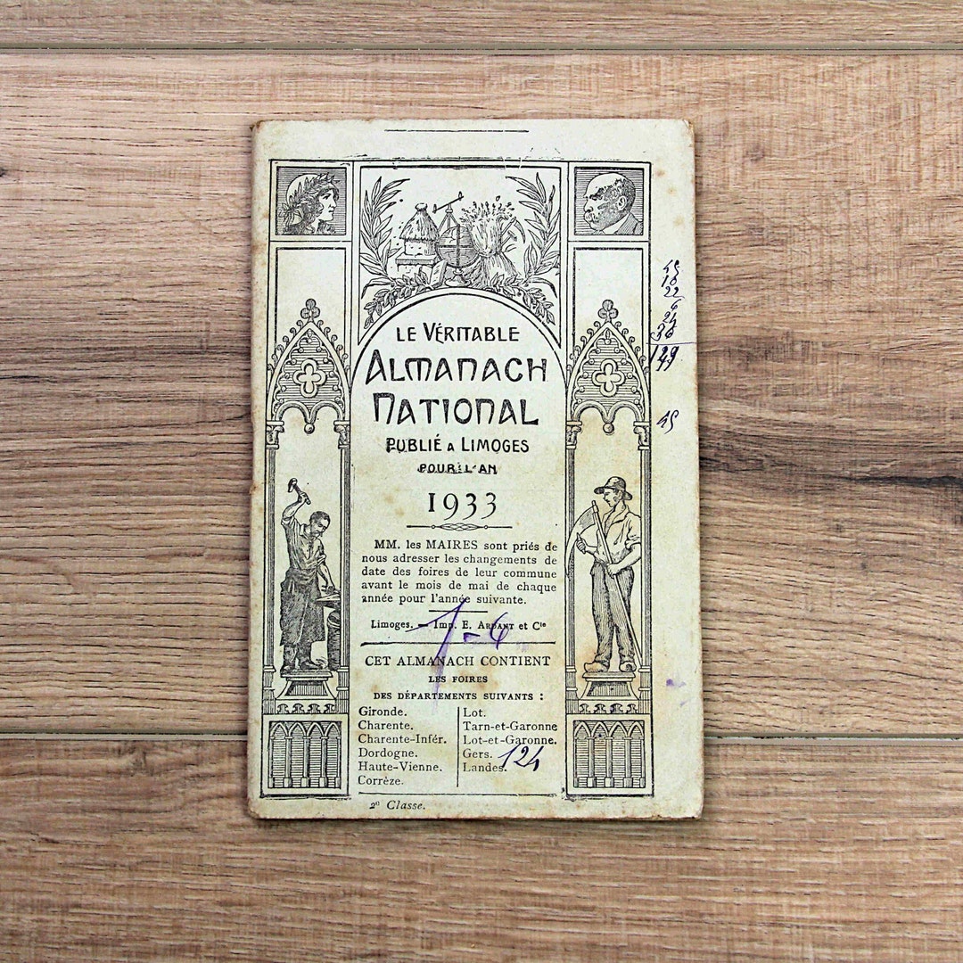 Vintage French Farmer Almanac, Year 1933, Advises, Farmer's Fairs and ...