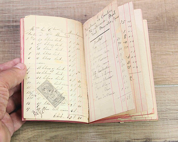 1800s Antique French Notebook With Household Accounts With Receipts and ...