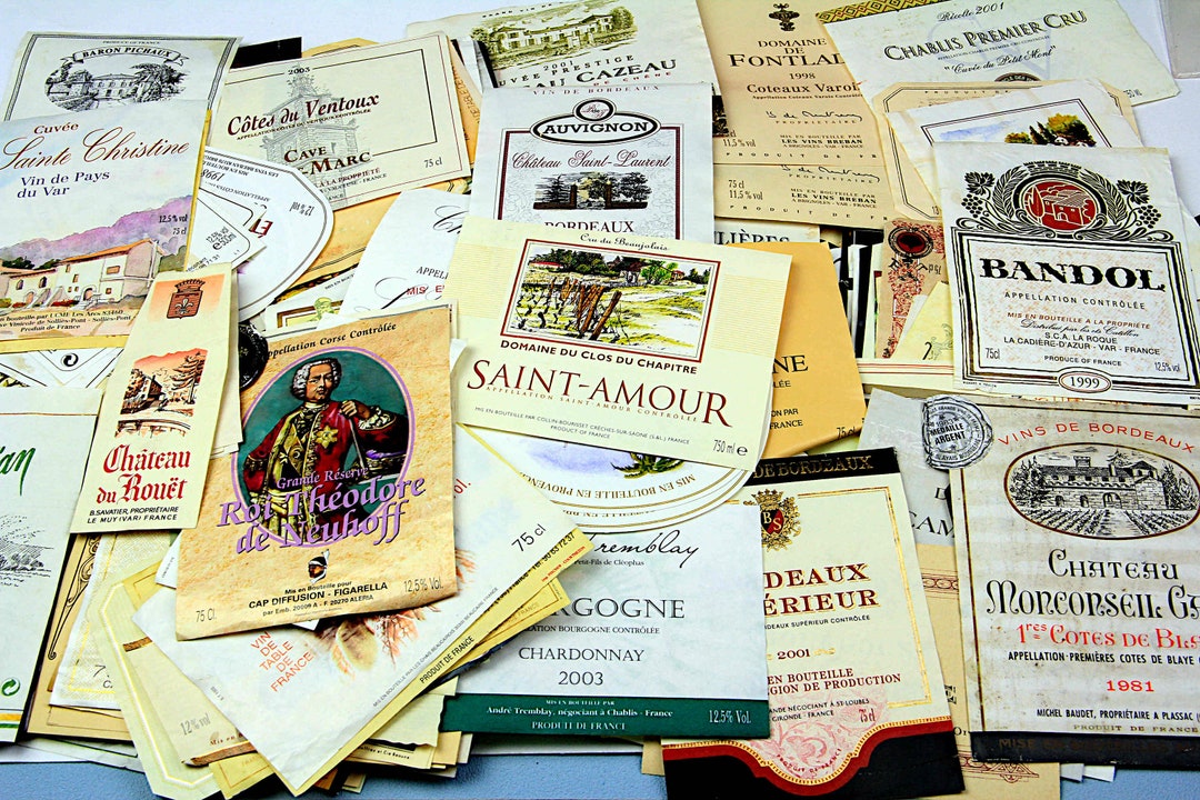 Vintage French Wine Labels (1990-2000s), Bundles of 30 Mainly Bordeaux ...