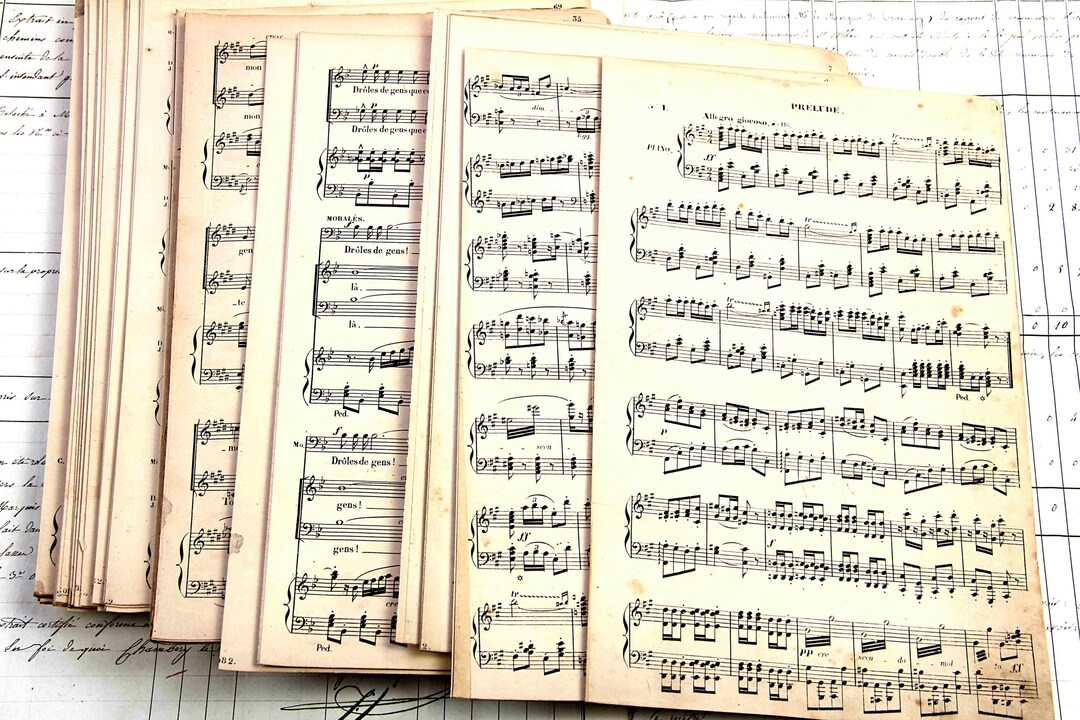 1800s Antique French Music Sheets, Sets of 10 Assorted Sheets, France ...