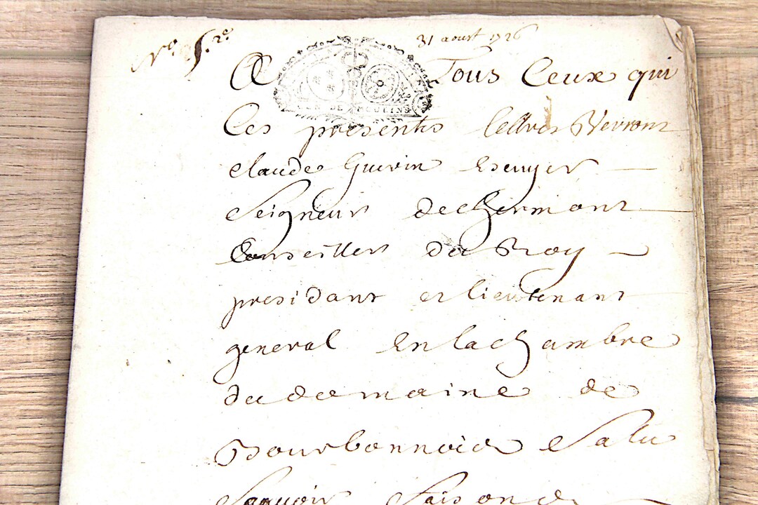 1700s Antique French Notarial Deed, Solicitor Contract, (1726) Under ...