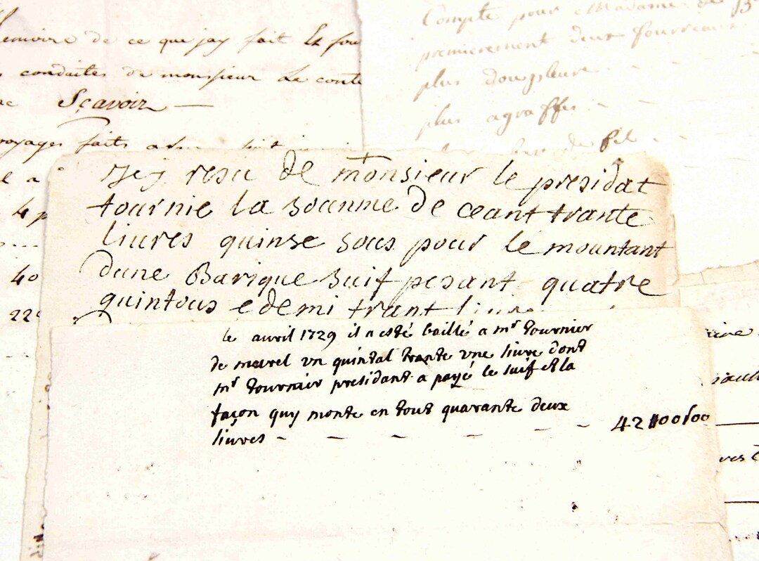 1600s and 1700s Antique French Small Receipts on Cotton Rag Paper ...