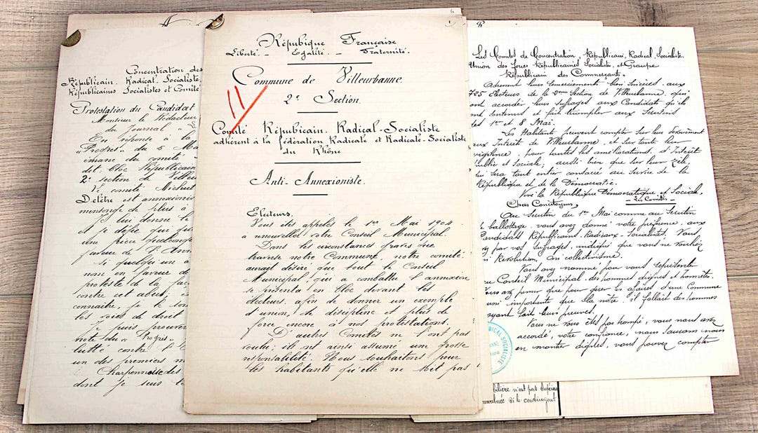 Antique French Handwritten Letters and Account Pages 1900s, Set of 26 ...