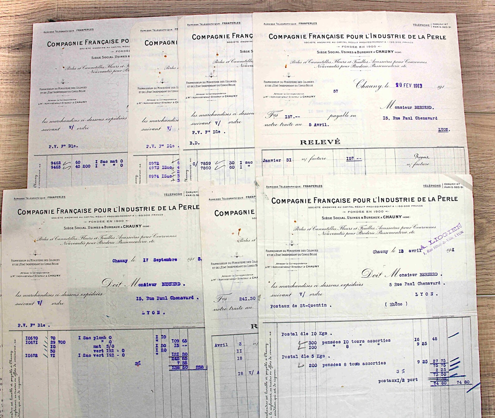 1930s Vintage French Invoices and Letters, Set of 12 Typed Documents ...